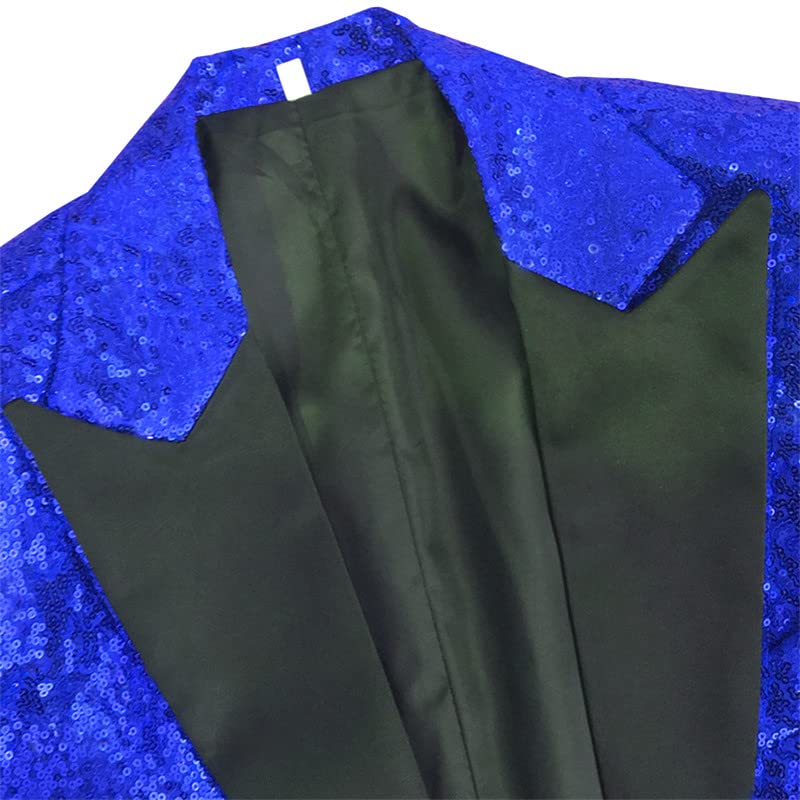 WAIDFU Mens Slim Fit Tailcoat Sequin Tuxedo Swallowtail Shiny Suit Jacket Wedding Party Show Tux Dress Black