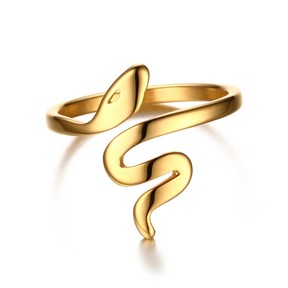 Ximi Jewelry Stainless Steel Fashion Snake Rings for Womens,Gold Plated,Size6-8 (8)