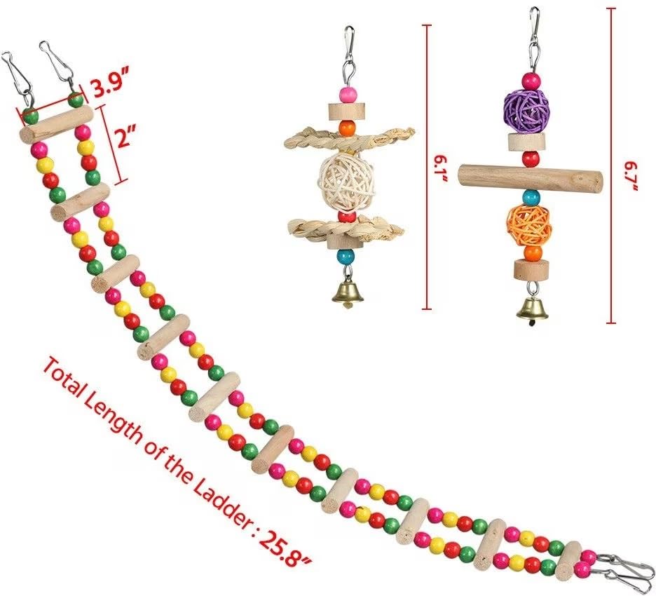 TENAS Rolling Metal Removable Bracket Bird Cage - Eco-Feeder - Wooden Perch - Swing - Removable Rolling Bracket - Easy to Handle and Store - Made of Durable Eco-Friendly Materials