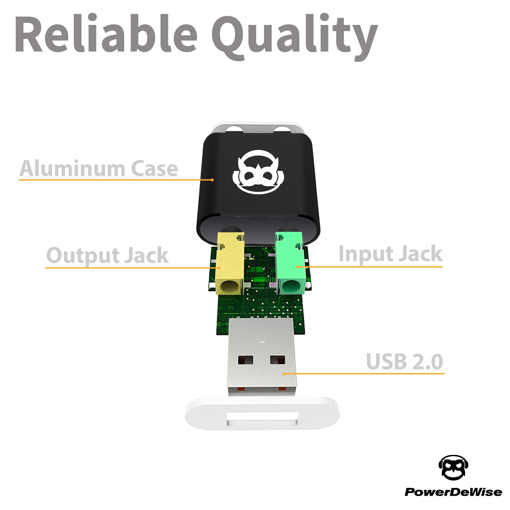 USB External Sound Card Adapter - USB A Audio Adapter External Sound Card, Plug&Play with 4-PIN Microphone Jack for MacBook, Windows, Linux, Laptop, PC, PS4