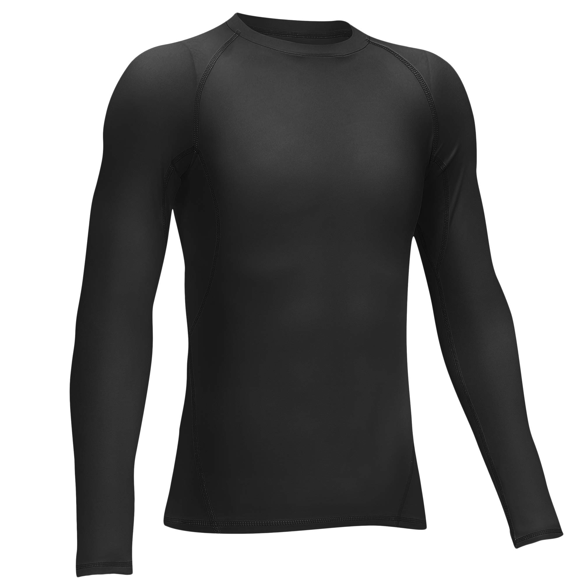 TELALEO 1 Pack Boys' Girls' Compression Shirts Youth Long Sleeve Undershirt Sports Performance Moisture Wicking Baselayer Black XL
