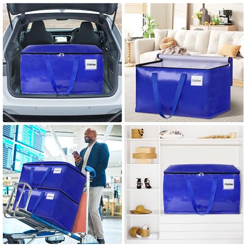 SpaceHacks 4 Pack-93L Heavy Duty Moving Bags, Moving Boxes with Reinforced Handles & Premium Zippers, Storage Totes for Space Saving, Packing & Moving Storage