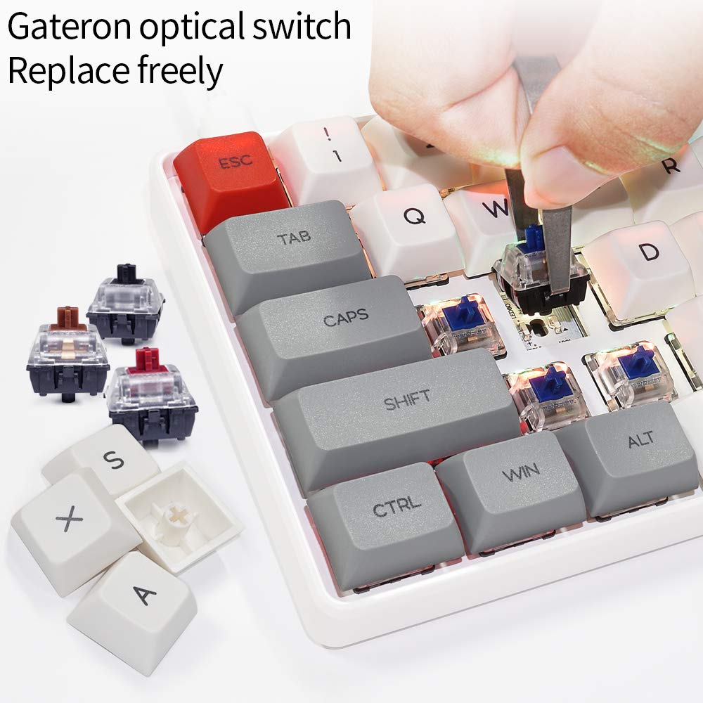 YUNZII SK61 Grey Hotswap Mechanical Gaming Keyboard with Optical Switch, RGB, Programmable Custom Keyboard (Gateron Red Switch, Grey 61 Keys)
