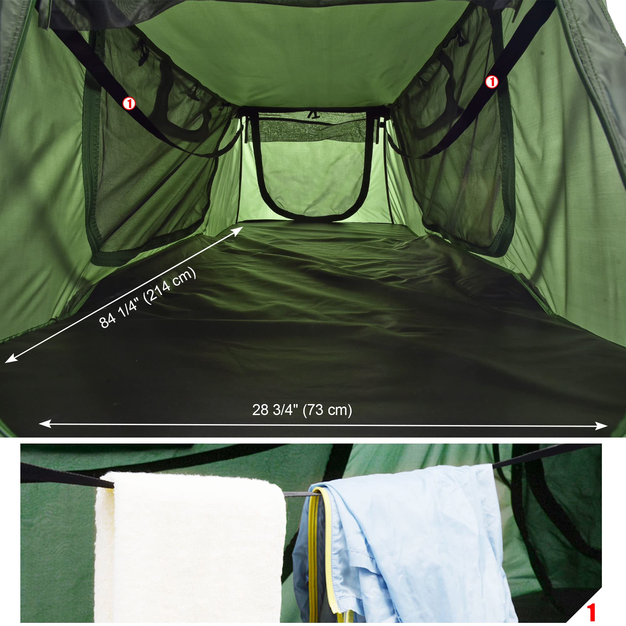 Yescom Single Tent Cot Folding Cot Tent with Rain Fly Bag Portable Waterproof Bed Sturdy Tent Cots for Outdoor, Camping, Hiking - Green