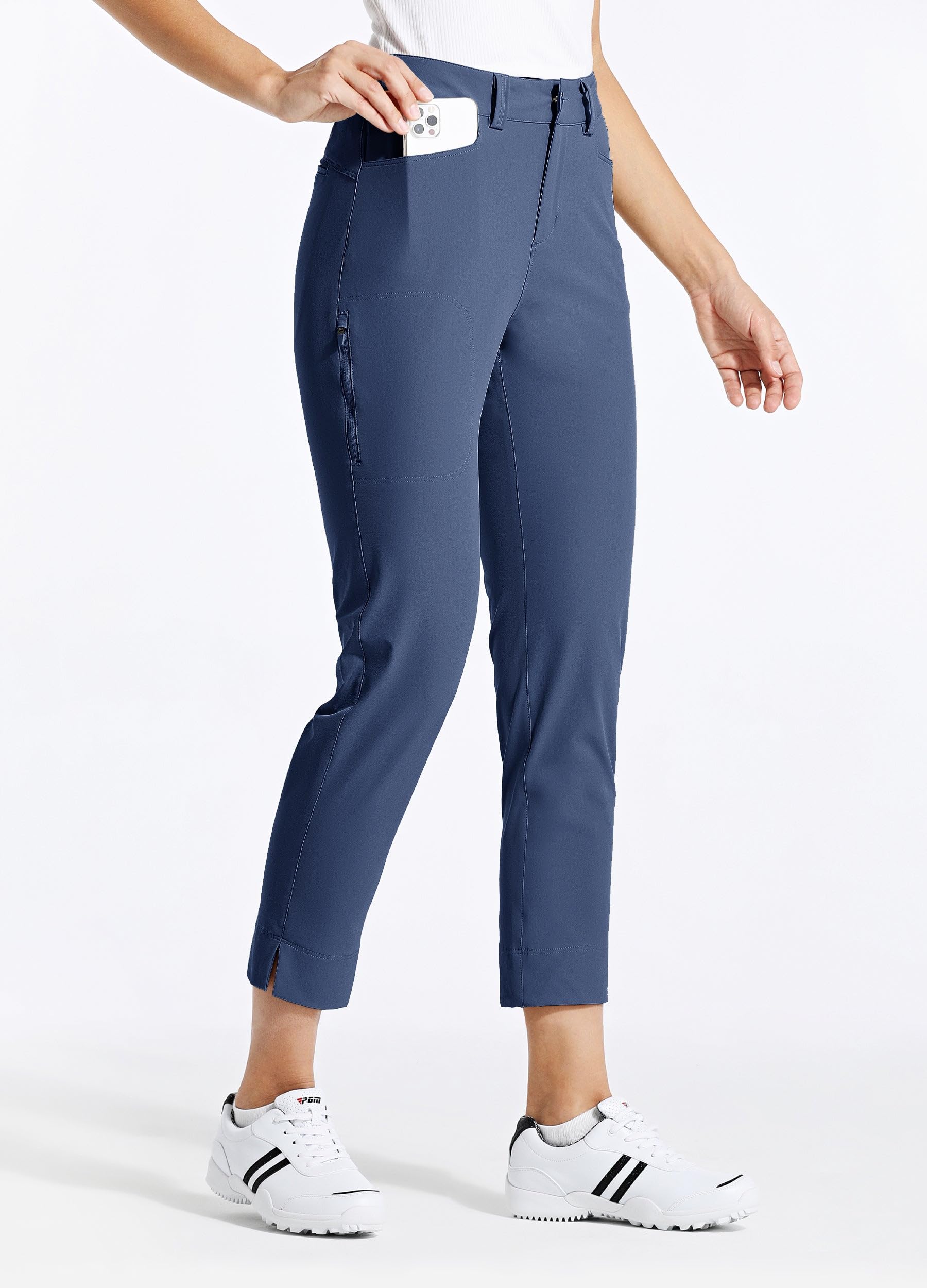 Willit Women's Golf Pants Stretch Lightweight Hiking Pants Quick Dry Casual Pants Water Resistant with Zipper Pocket Navy Blue M