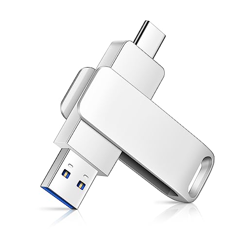 USB Drive, 128G USB Flash Drive USB 3.0 Memory Stick Thumb Drive USB C Drive with Type C for Computer/Laptop/Android for Photo/Video/Music/File
