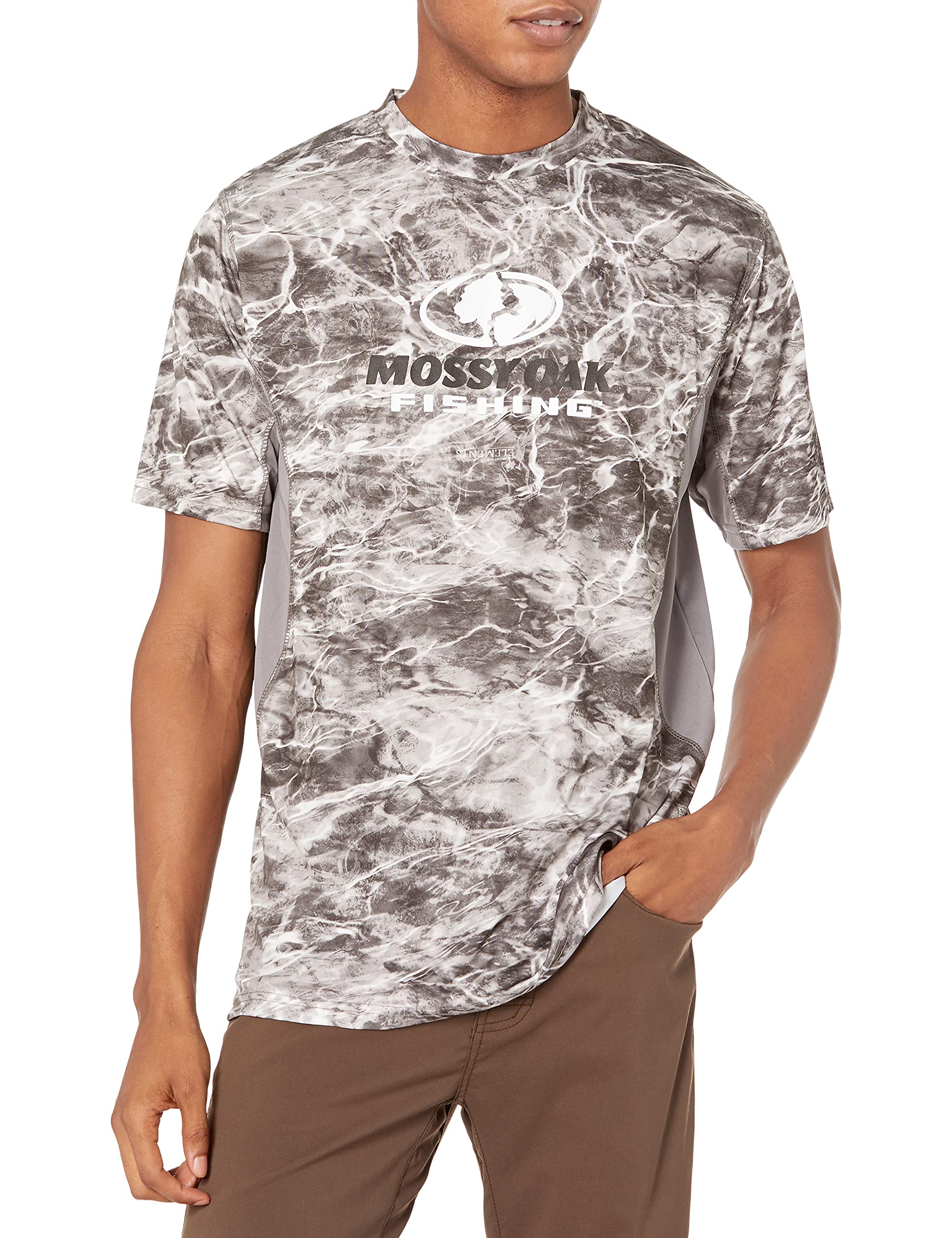 Staghorn Mens Mossy Oak Fishing Short Sleeve Camo Shirt, Aqua Manta, XX-Large