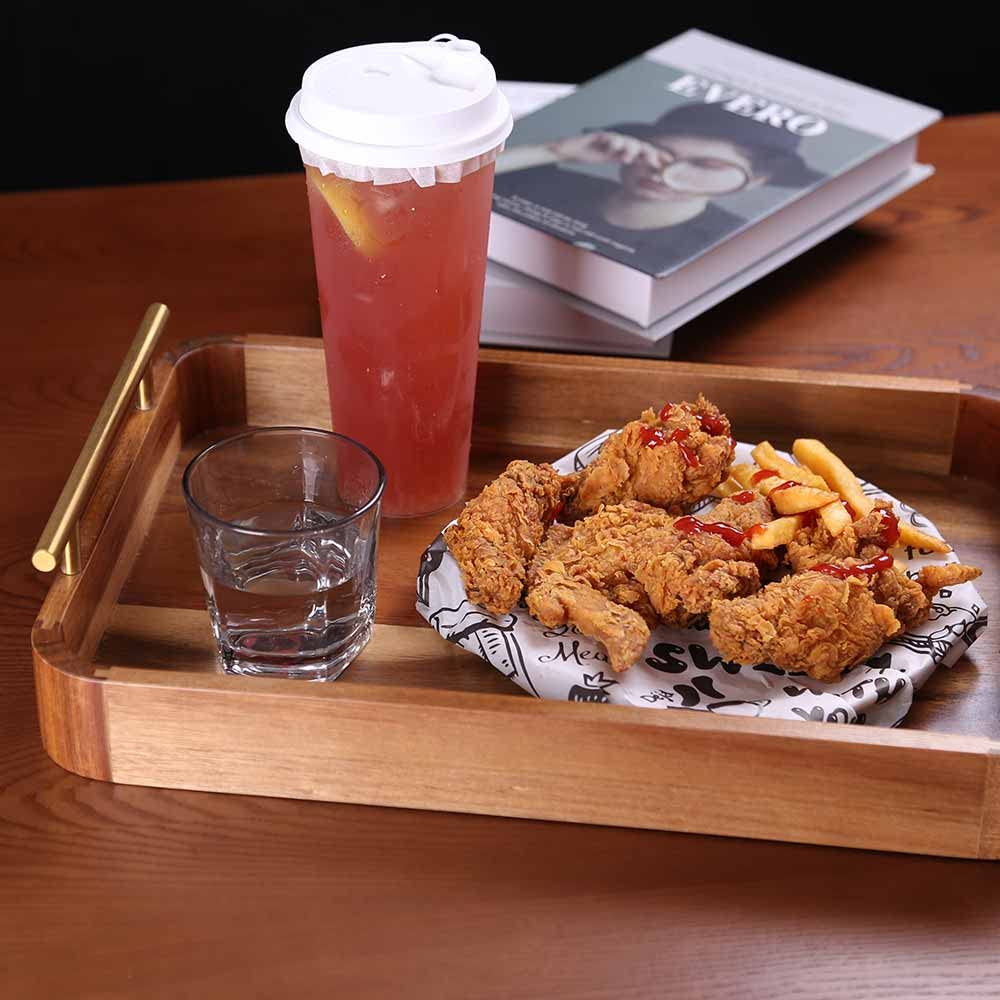Wood Serving Tray with Handles,Decorative Tray Set of 3 with Nesting Stacking Design,Rustic Ottoman Tray for Kitchen Counter/Coffee Table/Living Room Decor,Versatile Tray for Party Picnic Barbecue