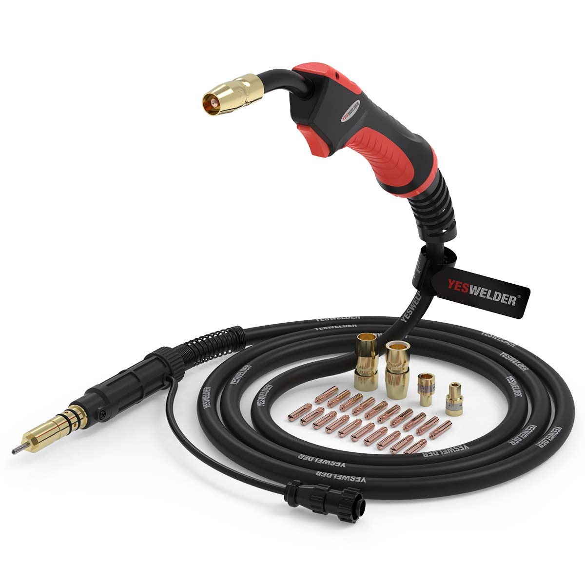 YESWEDLER MIG Welding Gun Torch Stinger 100A 10ft Replacement for Miller M-100 M-10#248282&MIG Welding Gun Accessory Kit .035" Tip-Nozzle-Diffuser