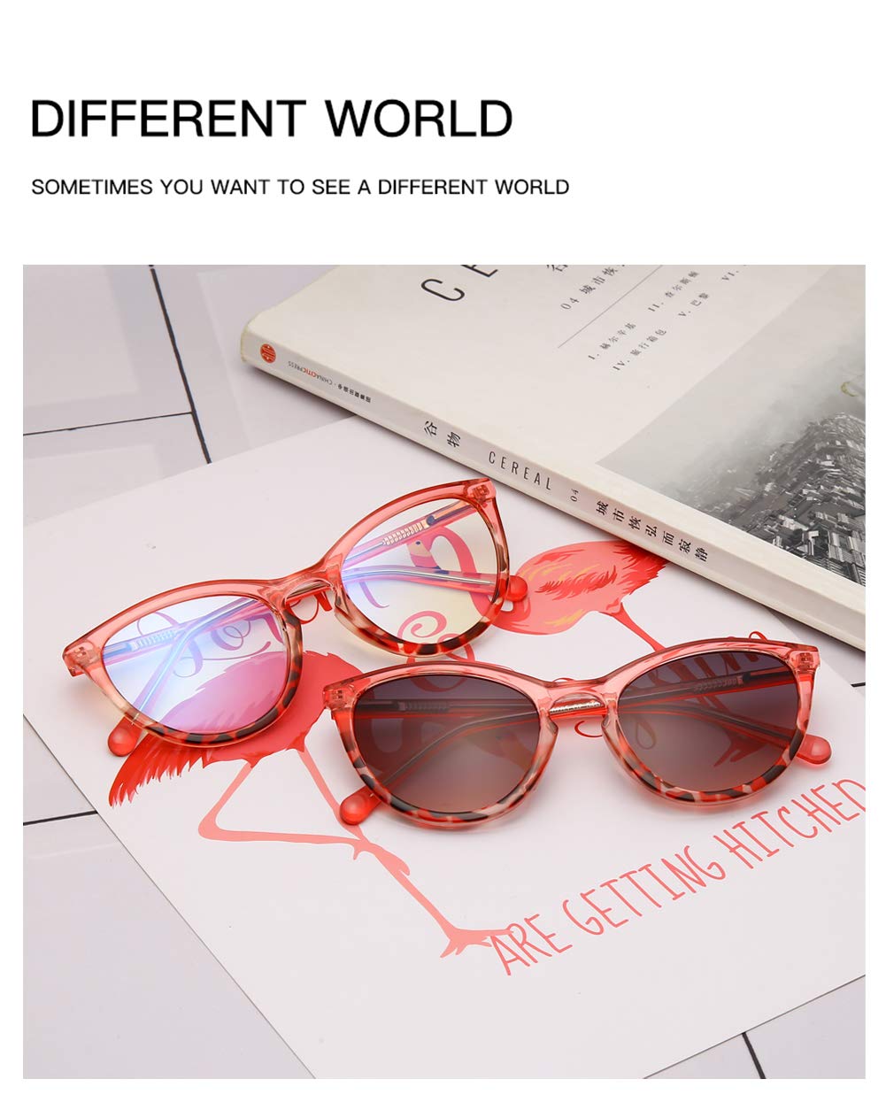 YAMEIZE Fashion Blue Light Blocking Glasses for Women Cat Eye Computer Screen Glasses Anti Glare Reading Eyeglasses UV400 (Pink and Tofu Pudding)