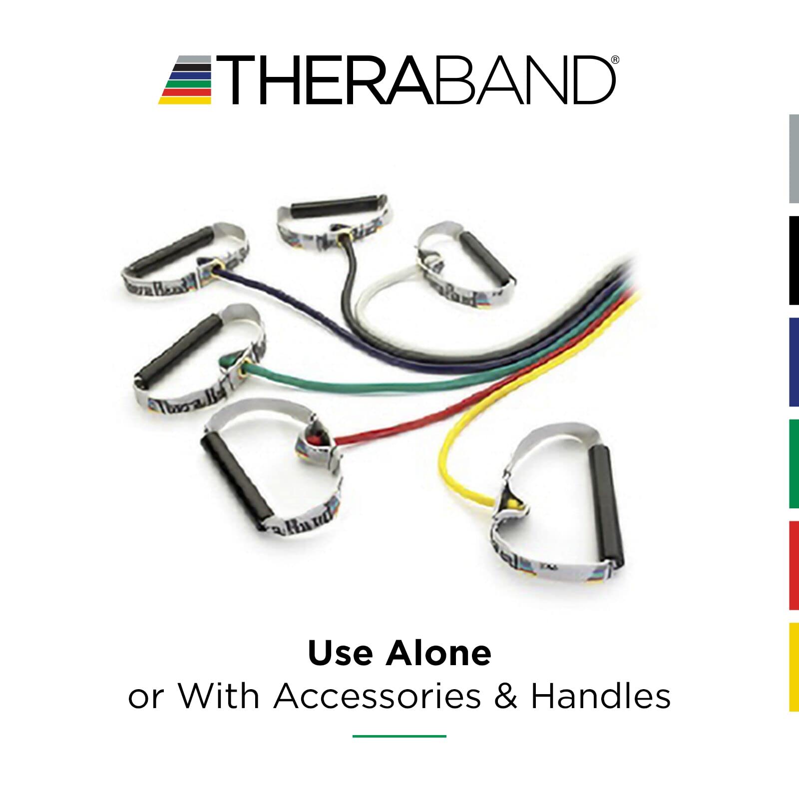THERABAND Resistance Tubes, Professional Latex Elastic Tubing with Soft Handles For Physical Therapy, Lower Pilates, At-Home Workouts, and Rehab, 50 Inch, Silver, Super Heavy, Advanced Level 2