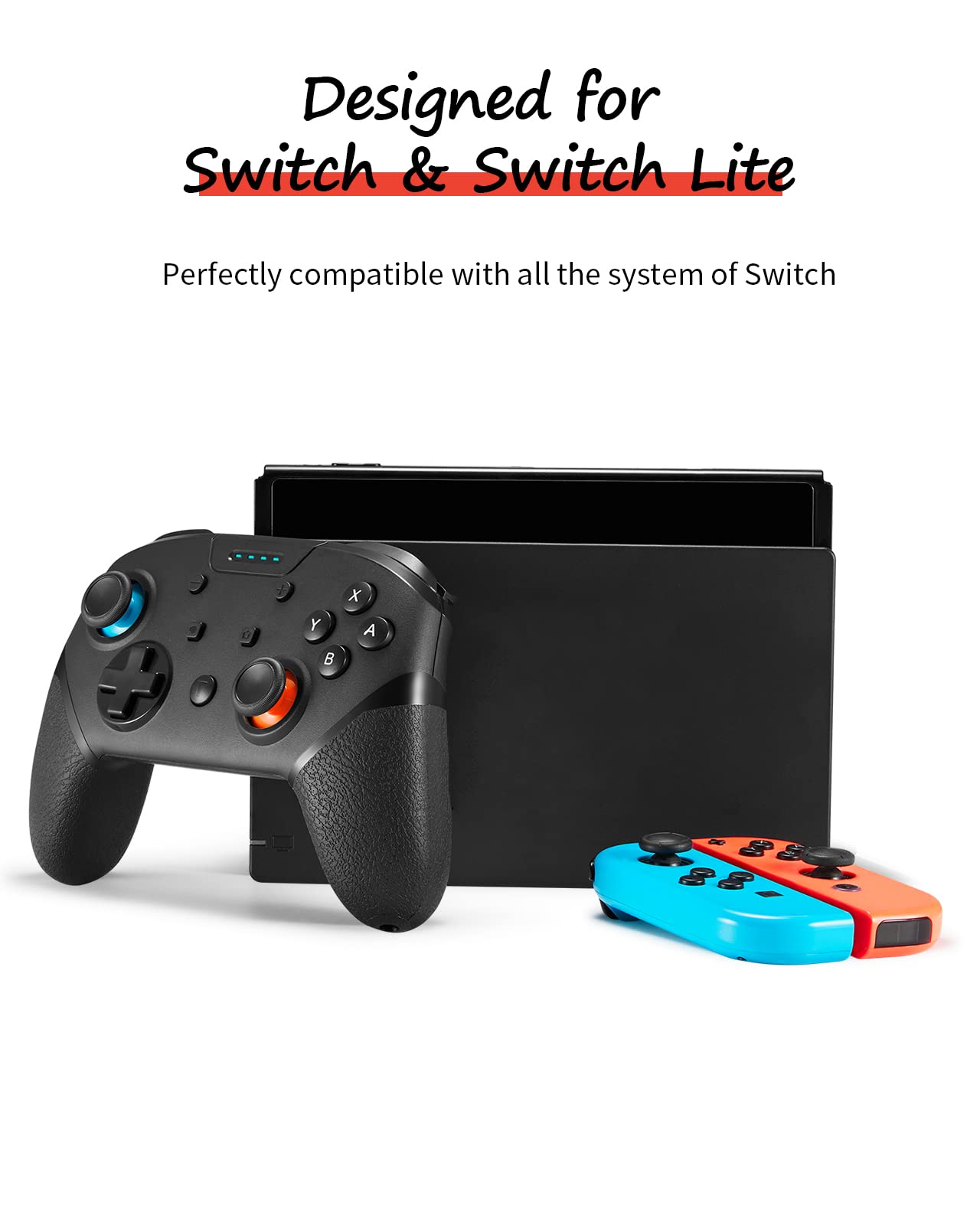TXLBTTL Switch Controller, Wireless Pro Controller for Switch, Remote Gamepad with Joystick for Game,Console Accessories, Adjustable Turbo Vibration, Ergonomic Non-Slip