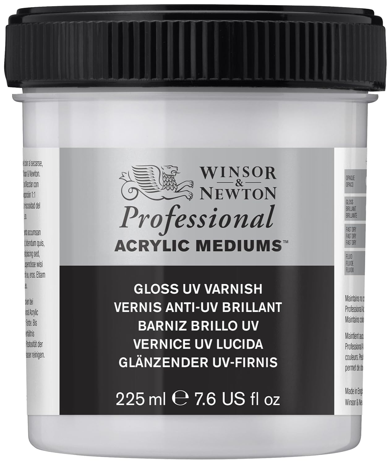Winsor & Newton Professional Acrylic Medium, Gloss UV Varnish, 225ml (7.6-oz)