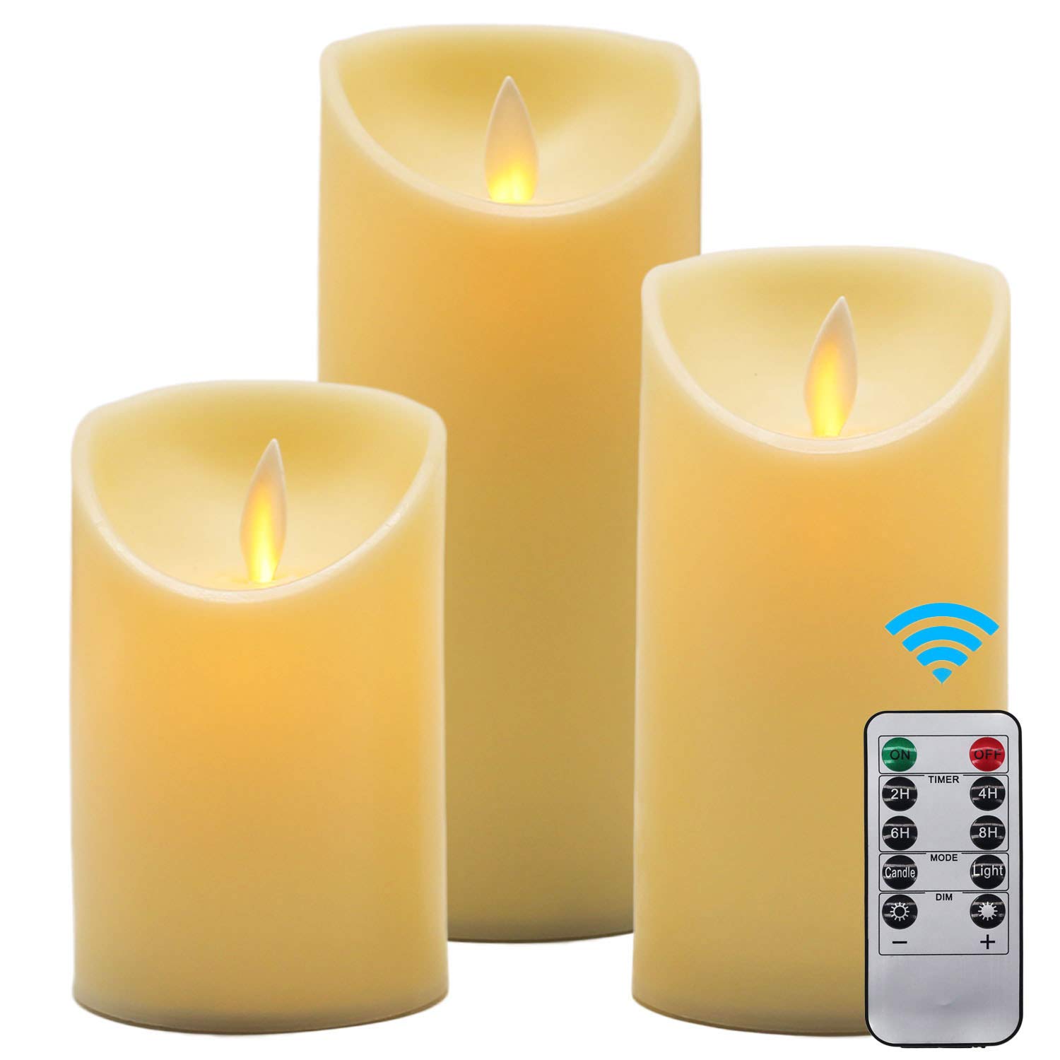 YASENN 3" LED Dancing Flame Battery Candles Flameless Candle Battery Operated 3D Moving Flame Candles Realistic Candles(4" 5" 6" Set of 3)