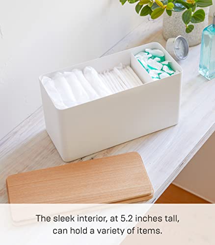 YAMAZAKI Countertop Organizer Home | Steel + Wood | Storage Case, One Size, White