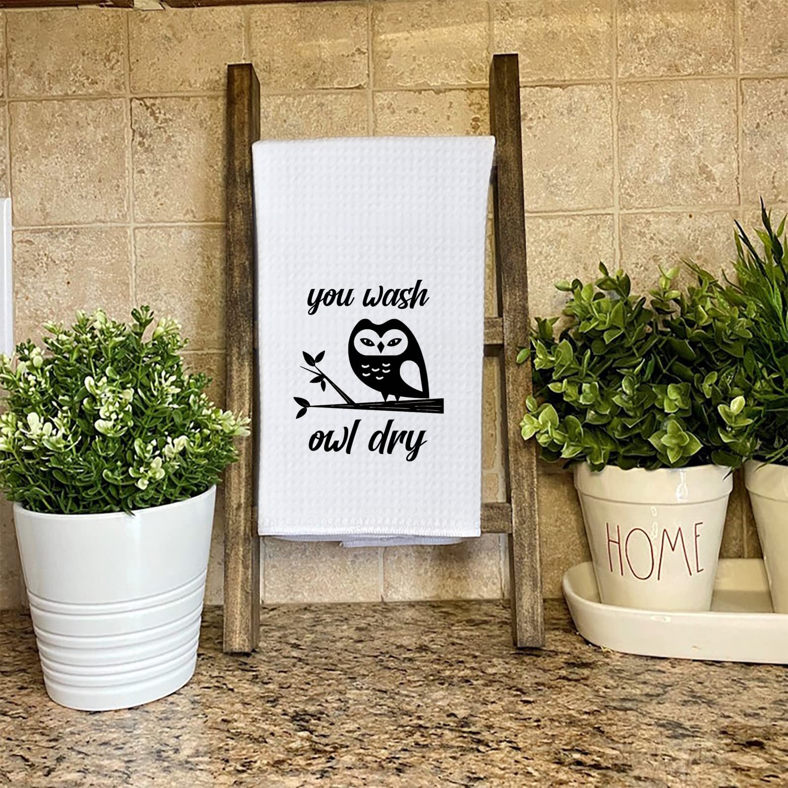 WCGXKO Owl Lover Gift Owl Kitchen Decor Housewarming Gift You Wash Owl Dry Dish Towel Kitchen Towels Tea Towel (You wash owl Dry)