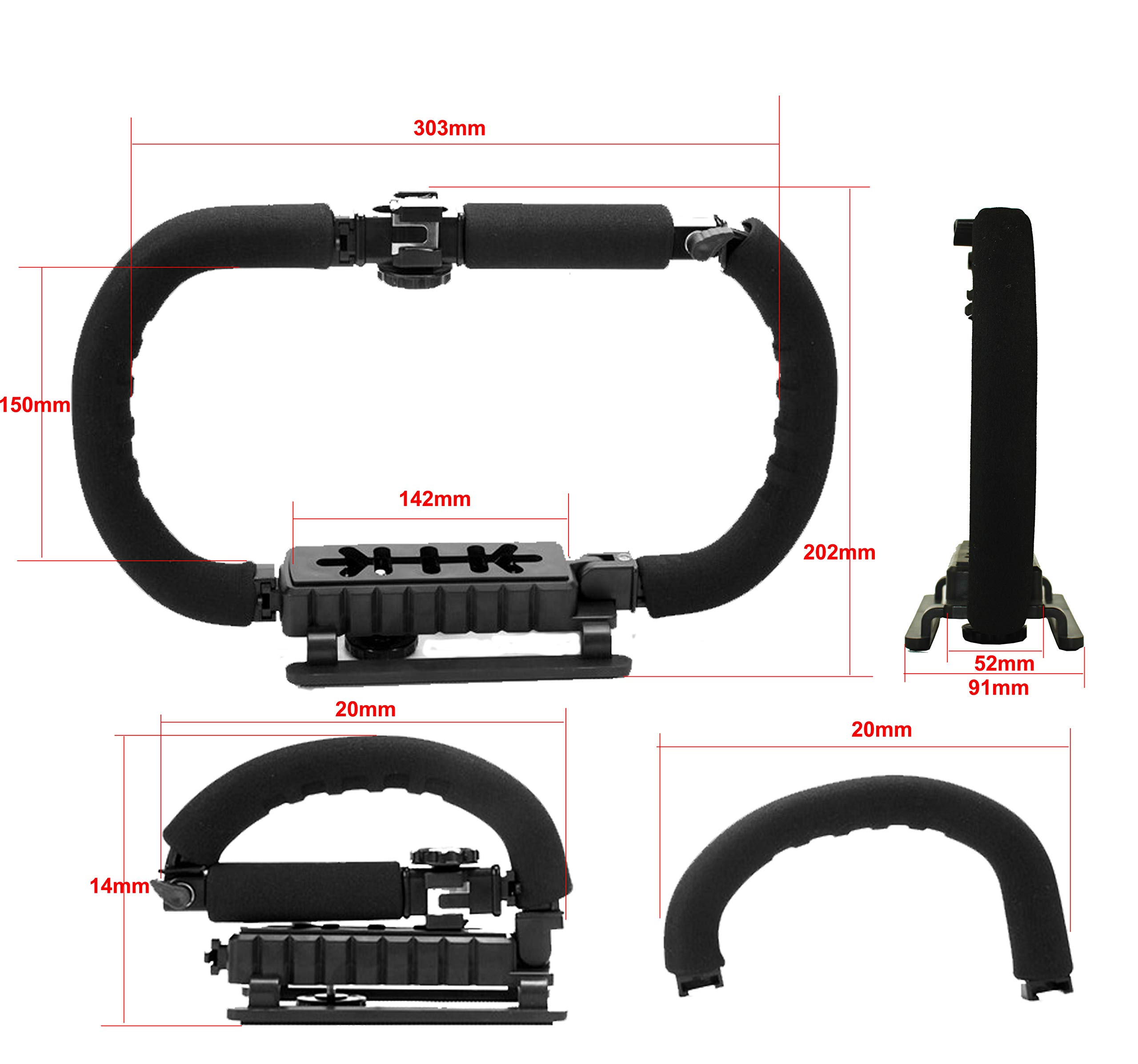 Stabilizer for Camera Smartphone GoPro DSLR/Mirrorless/Action Camera Camcorder, Foldable Handle Grip Handheld Video Rig Steadicam for All GoPro, Camera, Camcorder, iPhone, Huawei, Samsung etc