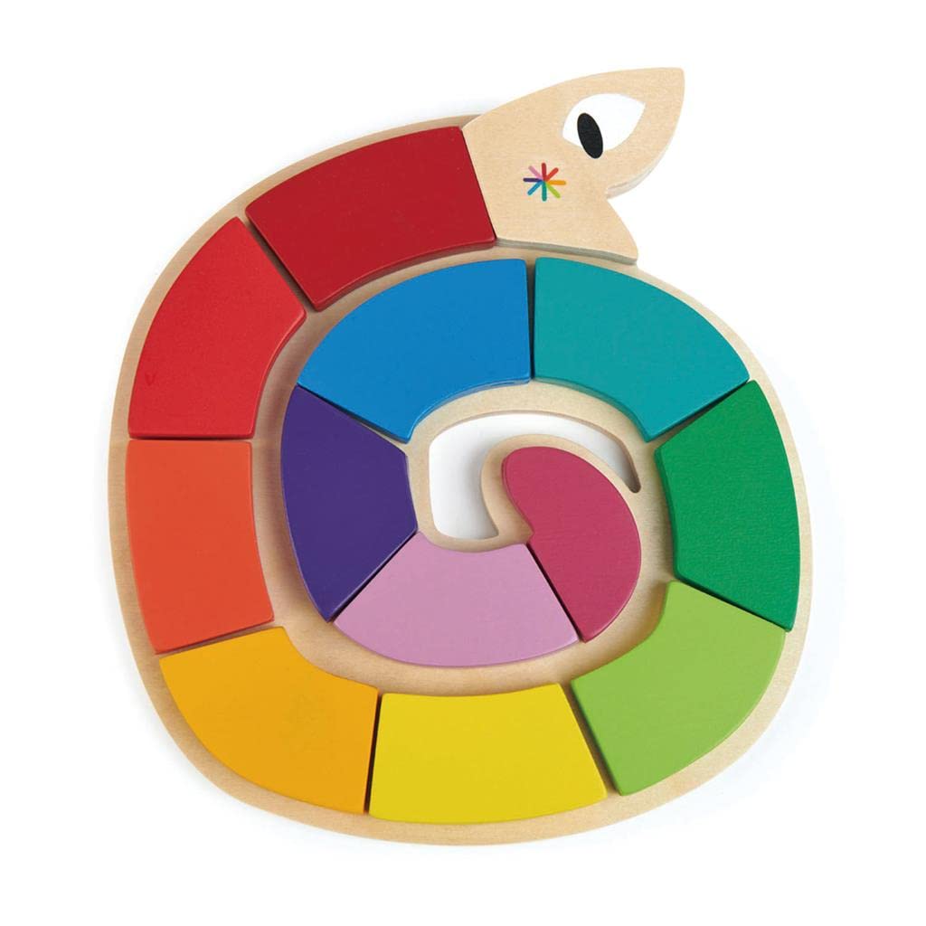 Tender Leaf Toys - Colour Me Happy - 13 Pieces Educational Colour Sorting Wooden Puzzle Toy with 3 Dimensional Shapes Underneath - Early Learning and Preschool Teaching Materials for Children 2+