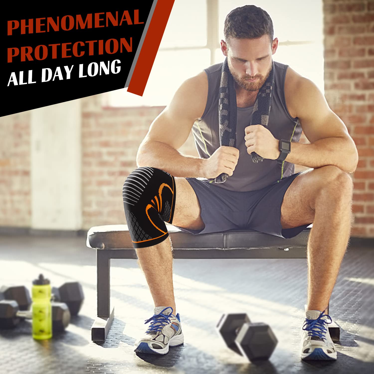 yeuG Knee Braces for Knee Pain 2 Pack - Knee Compression Sleeve Best Support for Running, Weightlifting, Hiking, Arthritis, ACL, Meniscus Tear,Joint Pain Relief, Injury Recovery