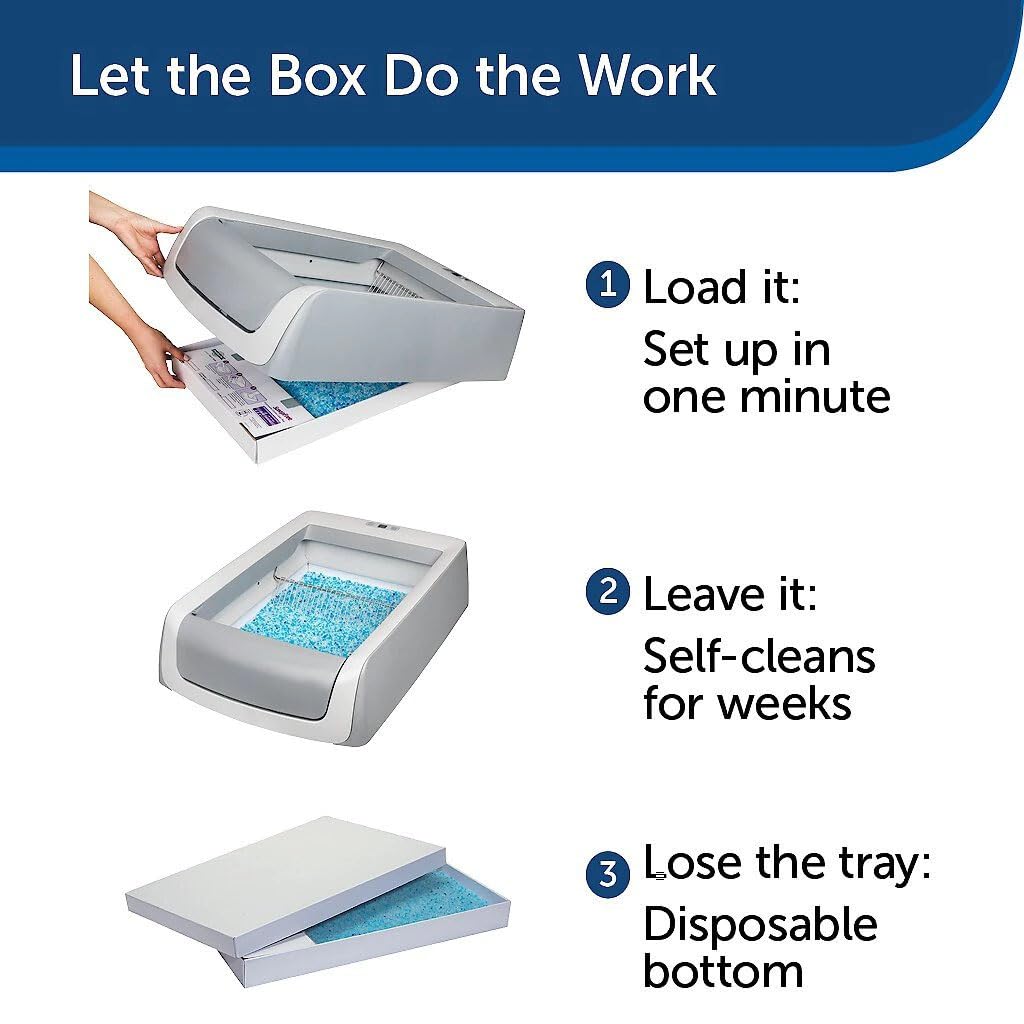 ZUBIX Automatic Self-Cleaning Cat Litter Box with Disposable Crystal Tray - Zero Hands-On Cleanup, Enhanced Odor Control - Includes Disposable Tray (Front Entry)