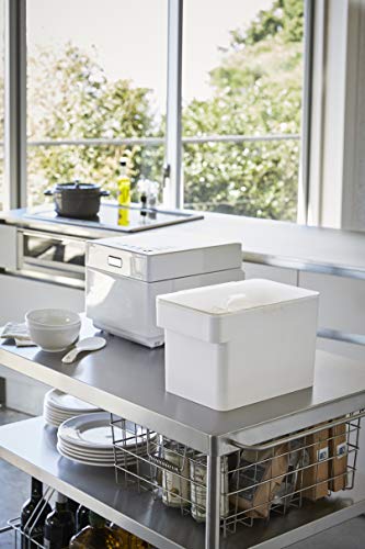 YAMAZAKI home Tower Rice Storage with Scoop Cut-Out(Includes Measuring Cup) WH Space saving, One Size, White