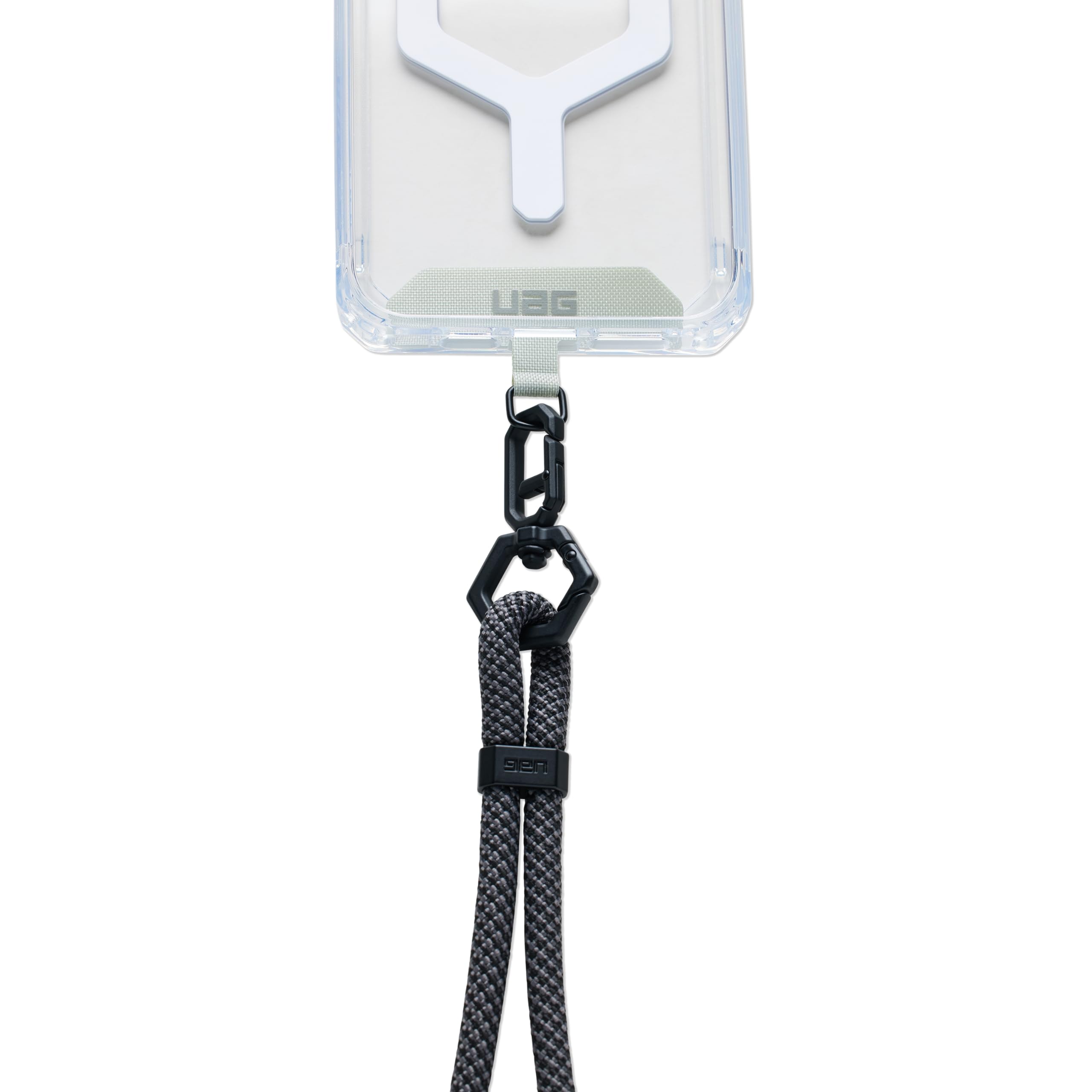 URBAN ARMOR GEAR UAG Designed for iPhone 15 Pro Case Plyo Ice/Silver 6.1" Compatible with MagSafe Bundle with UAG Civilian Phone Lanyard Adjustable Wrist Strap Graphite/Black