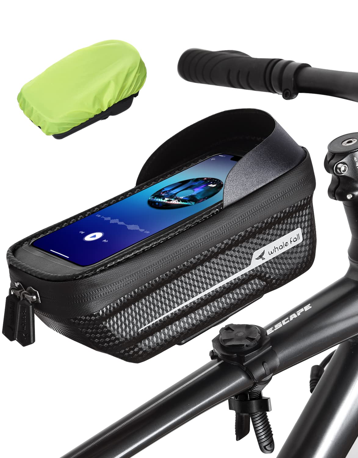 whale fall Newest Portable Bike Bag, Bike Phone Mount, Bike Accessories, Phone Holder for Bike, Sturdy/Waterproof, Germany Bayer 0.25mm TPU, 4” - 6.9” Cellphone, Black, X1 Pro
