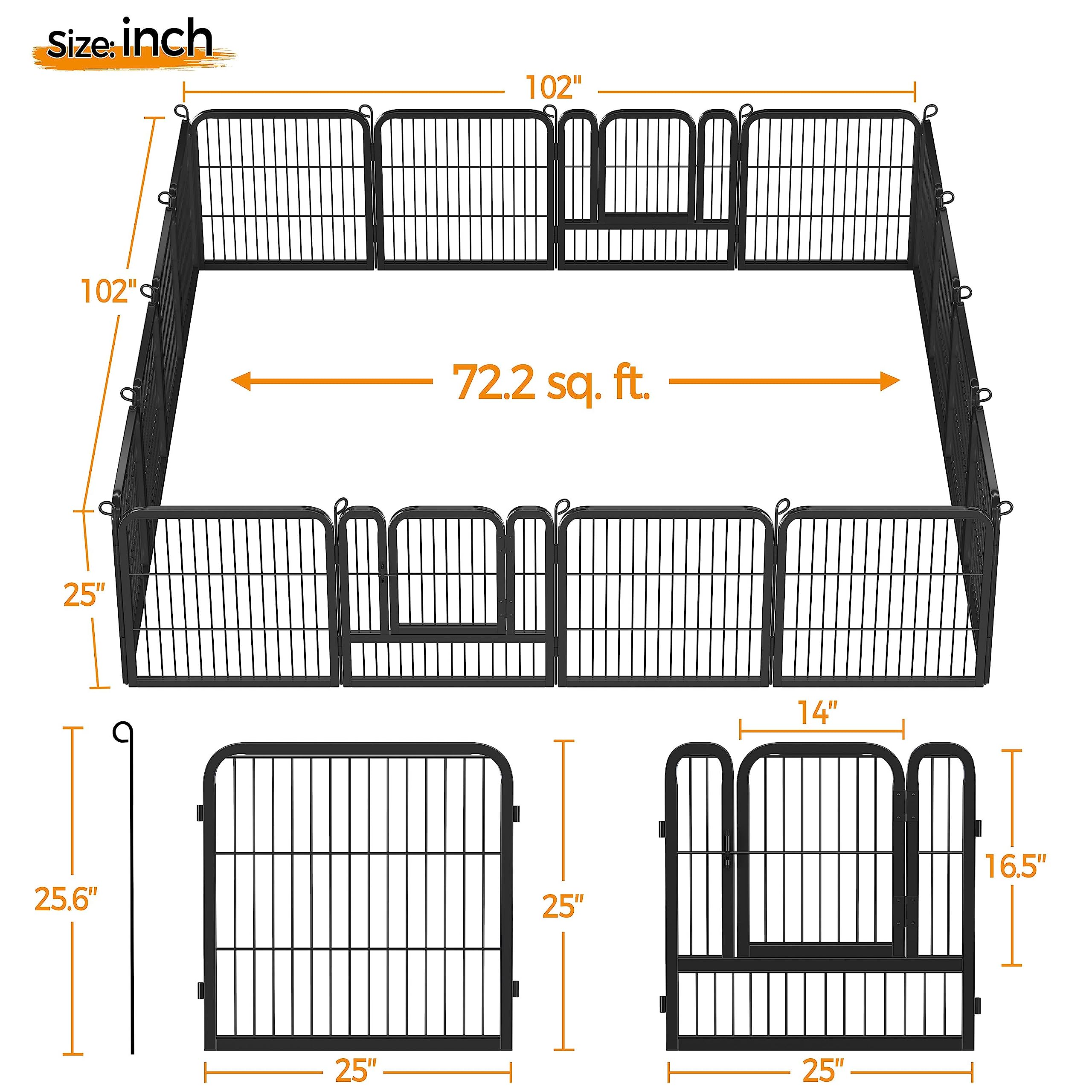 Yaheetech Outdoor Dog Playpen - 16 Panel Fence for Large, Medium and Small Dogs - Heavy Duty Exercise Pen for Puppies and Small Animals - Portable for RV Camping and Yard