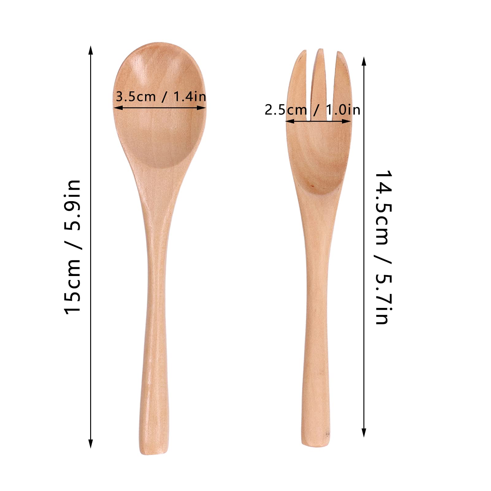 Wooden Spoon Fork Set Reusable Salad Servers Wooden Flatware Set, Utensils, Spoons, Forks Wooden Tableware Supplies