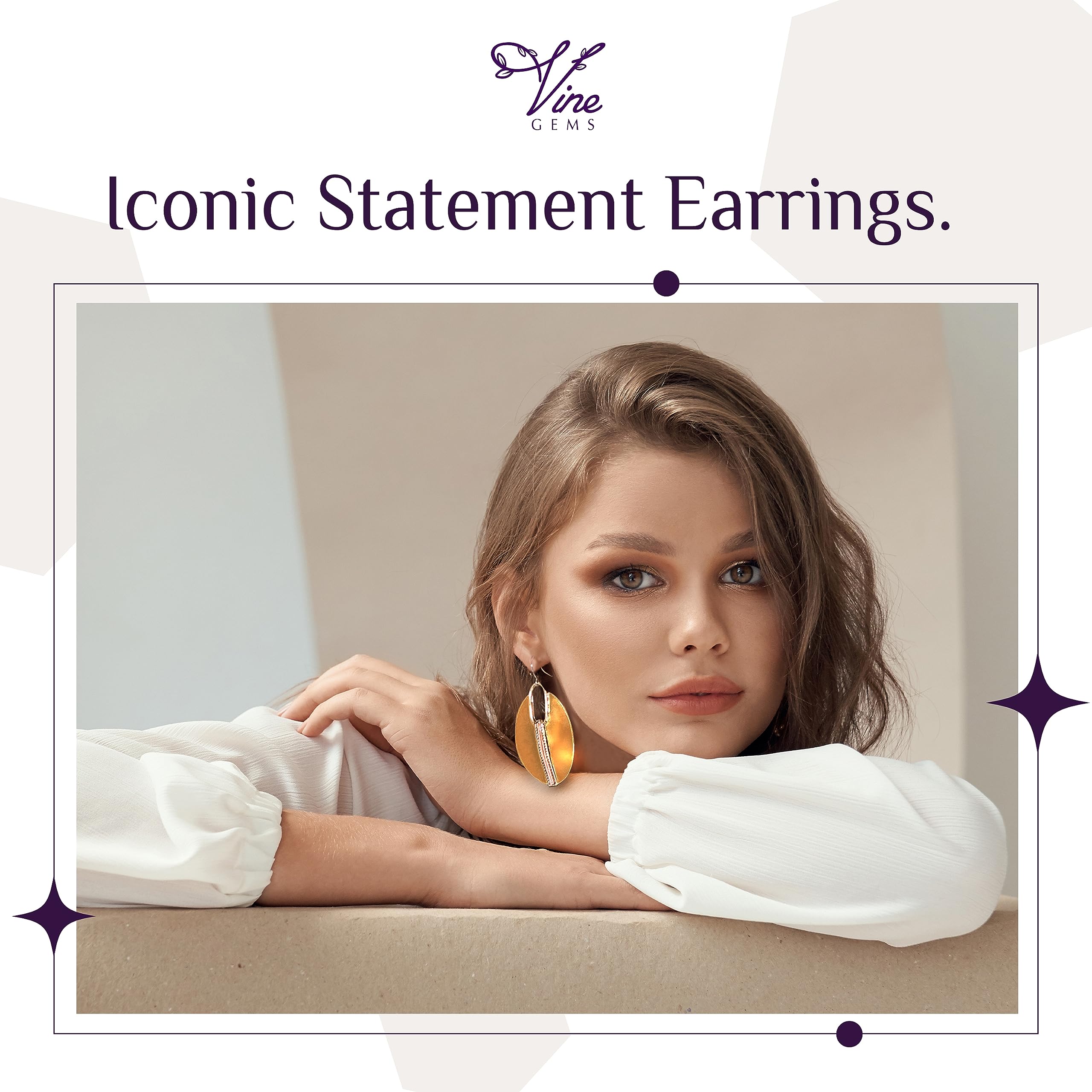 Vine Gems Boho Earrings for Women - Ethnic-Style Metallic Jewellery - Silver