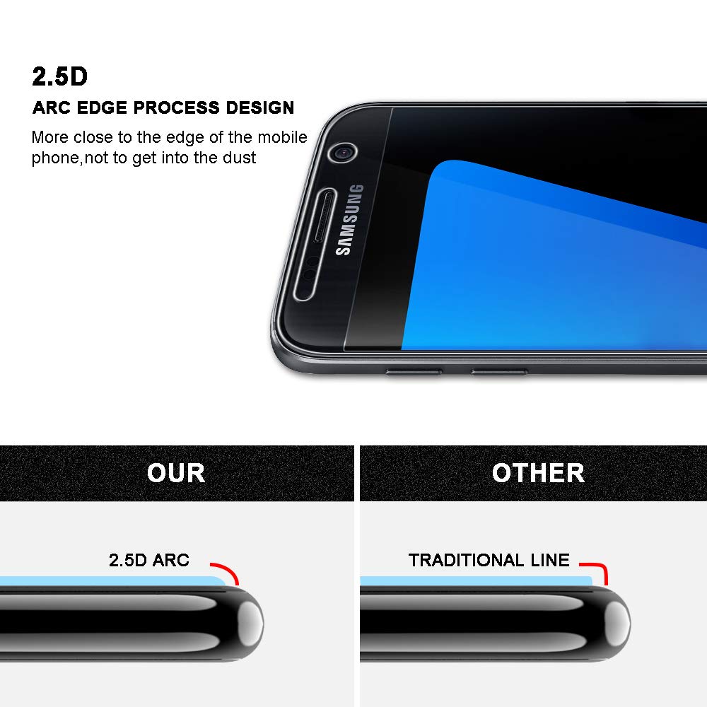 TOCOL 3 Pack for Samsung Galaxy S7 - Screen Protector Tempered Glass HD Clarity Touch Accurate 9H Hardness Easy Installation Tray
