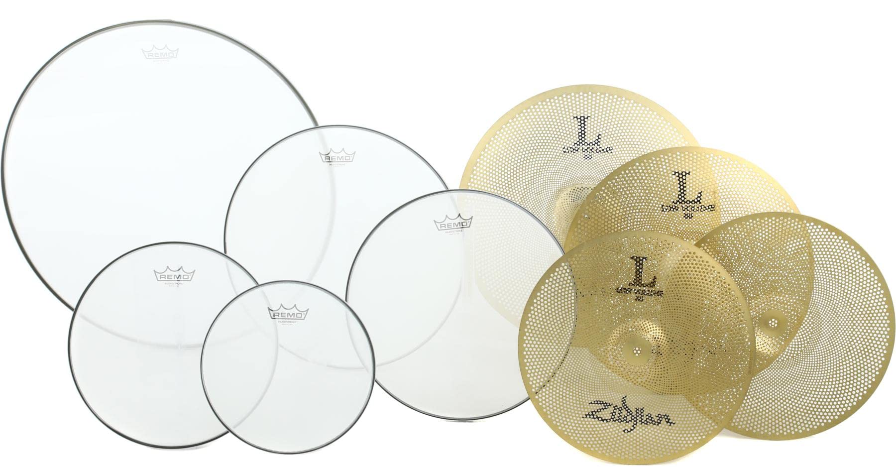 Zildjian Quiet Pack Low Volume Accessory Package - L80 Cymbals Remo Silentstroke Heads