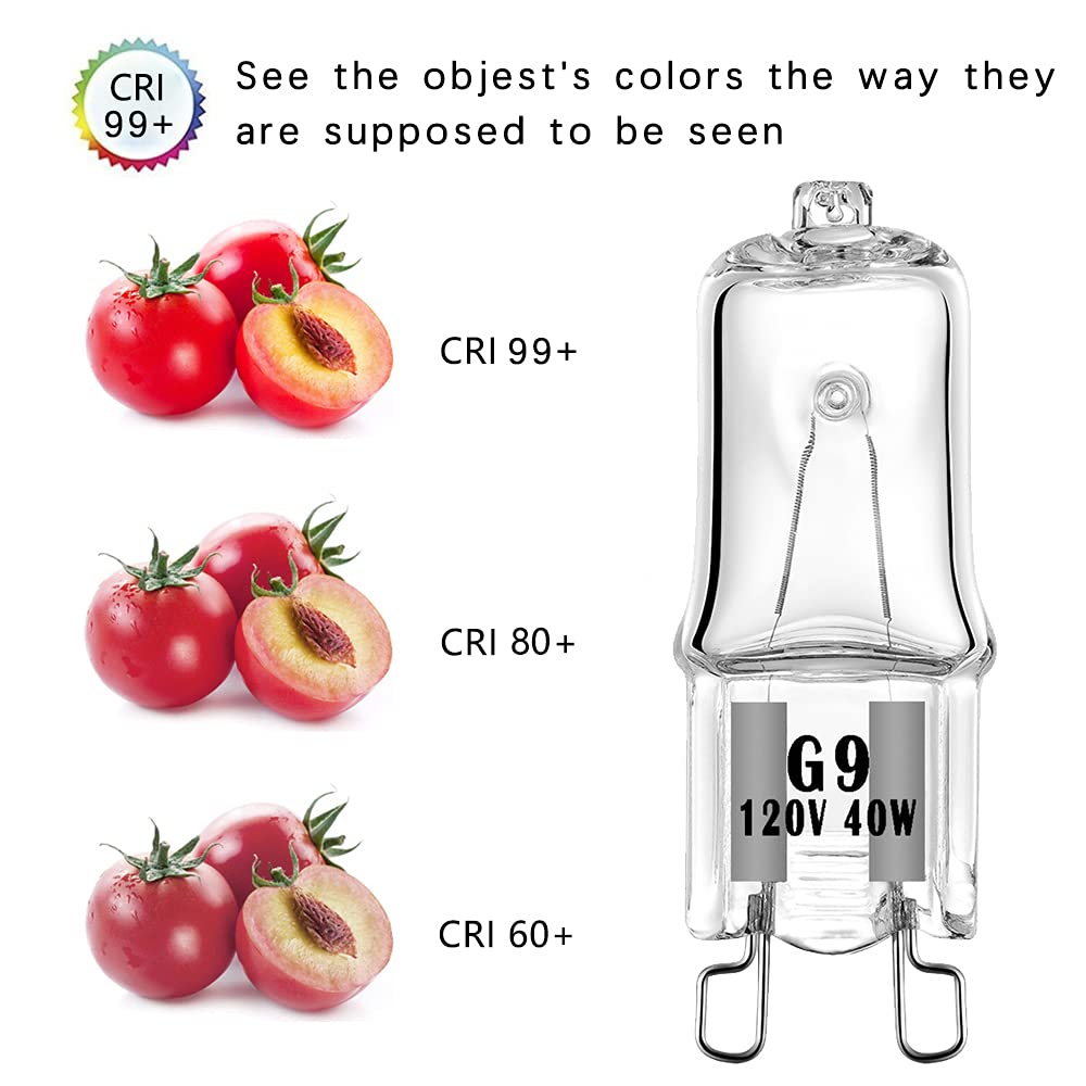 YBEK G9 Halogen Bulb 40W 120V T4 JCD Type G9 Base 2 Pin Light Bulb Dimmable Warm White (Pack of 12)