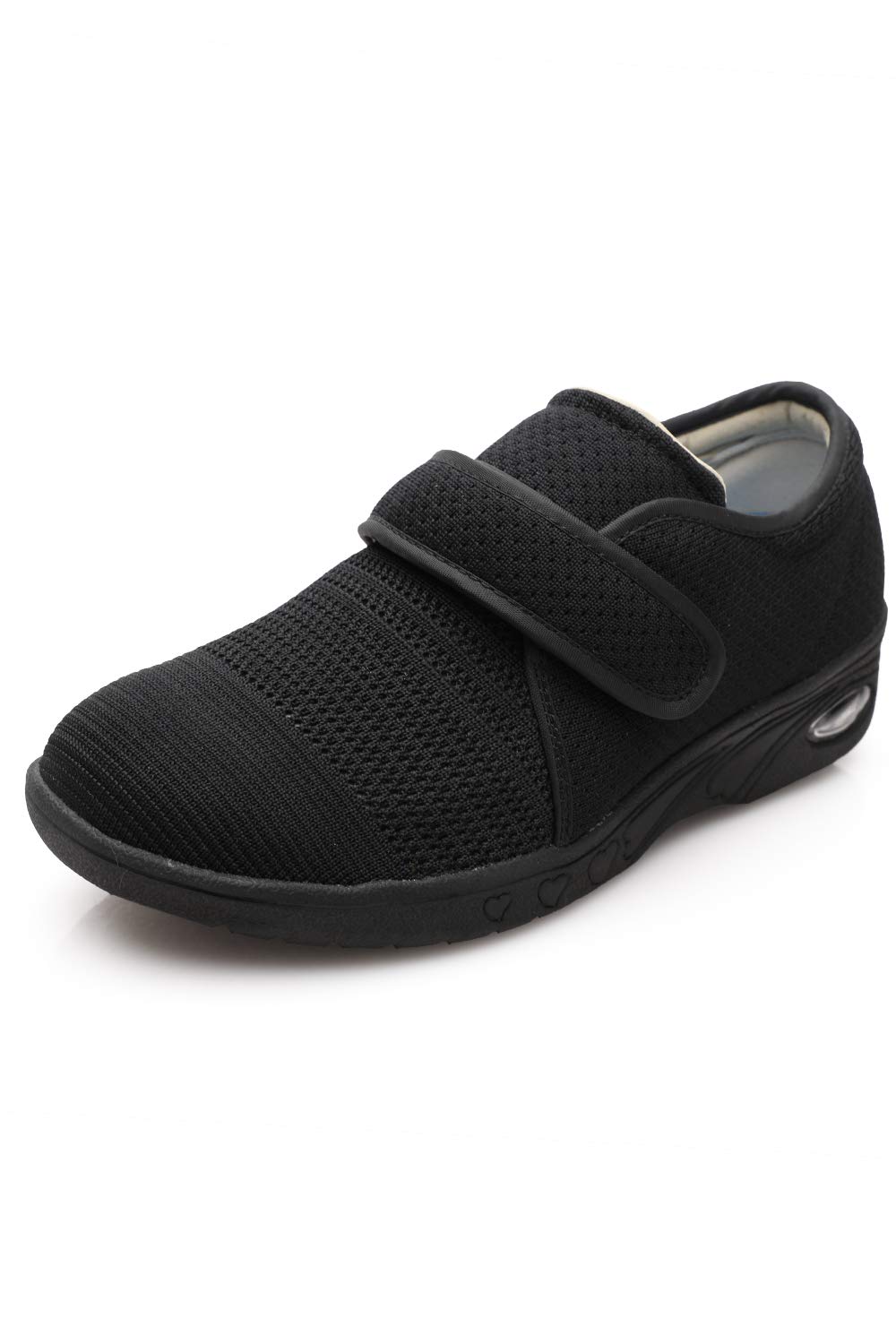 YH SUCED Women Diabetic Shoes for Elderly Women Wide Shoes Walking Shoes Adjustable Closure Breathable Lightweight Non Slip Sneakers for Swollen Feet Edema Width X-Wide Black 9
