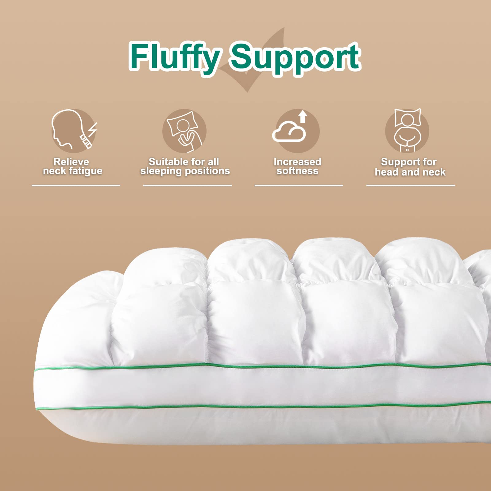 YOUR MOON Fluffy Support Bed Pillow King Size, Super Soft Premium Down-Alternative Filling for Sleeping, Luxury Hotel Quality Bed Pillows for Side Sleeper (White)