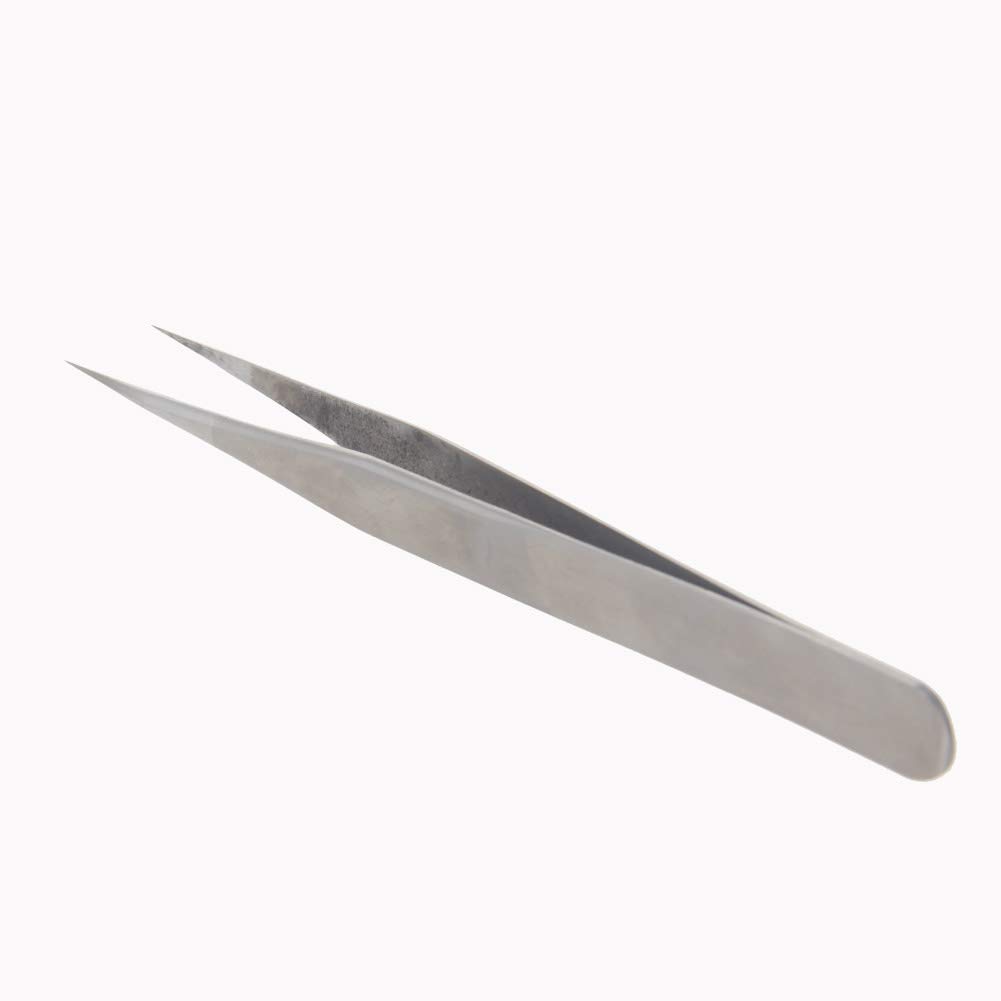 Utoolmart ST-10 High Precision Stainless Steel Micro-magnetic Pointed Tip Tweezer Silver Tone OPP bags 1 pcs