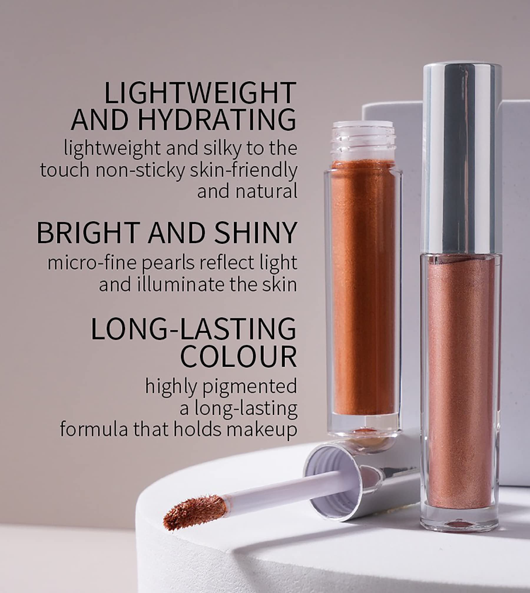 Vodisa Liquid Glitter Eyeshadow, Shimmer Cream Eye Shadow Quick-Drying, Non-Sticky, Blendable Long Lasting Waterproof Brightener Shiny Highlighter Eye Shadow Make Up Set 01