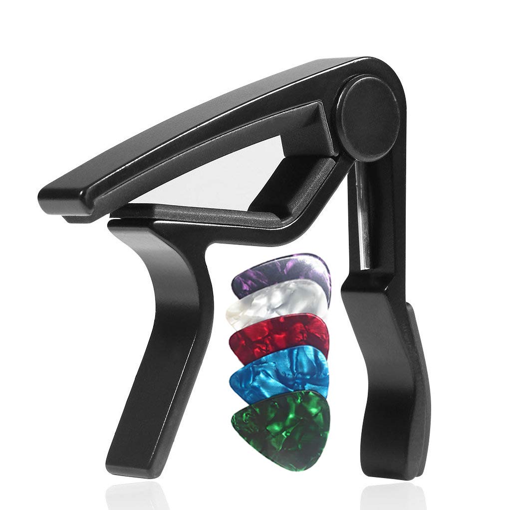 WINGO Guitar Capo for Acoustic and Electric Guitars with 5 Picks for Free, Red.