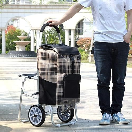XDMINGY Folding Shopping Cart, Multi Function Shopping Trolley with Wheelss Kitchen Storage Utility-Carts Shopping Cart Folding Portable Grocery Utility Carts