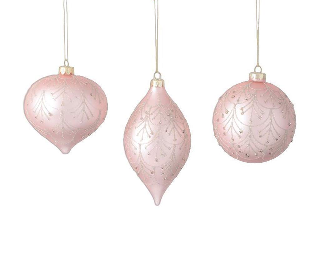 Sullivans Pink Glass Finial Ornaments, Set of 3