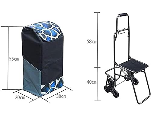 XDMINGY Folding Shopping Cart, Portable Shopping Cart Multi-Function Shopping Cart Climbing Stairs Cart Folding Cart Portable Pull Hand Grocery Utility Carts, 98*30cm, Blue