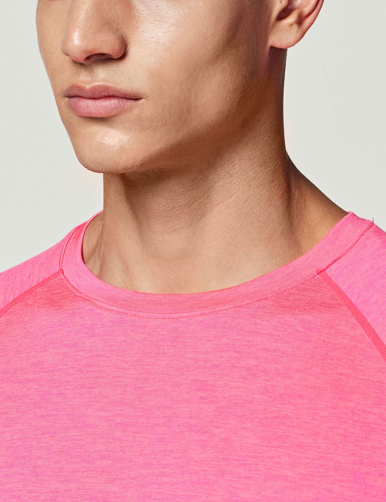 TSLA Men's Workout Running Shirts, Dry Fit Moisture Wicking T-Shirts, Sports Gym Athletic Short Sleeve Shirts, Hyper Dri Neon Pink, Small