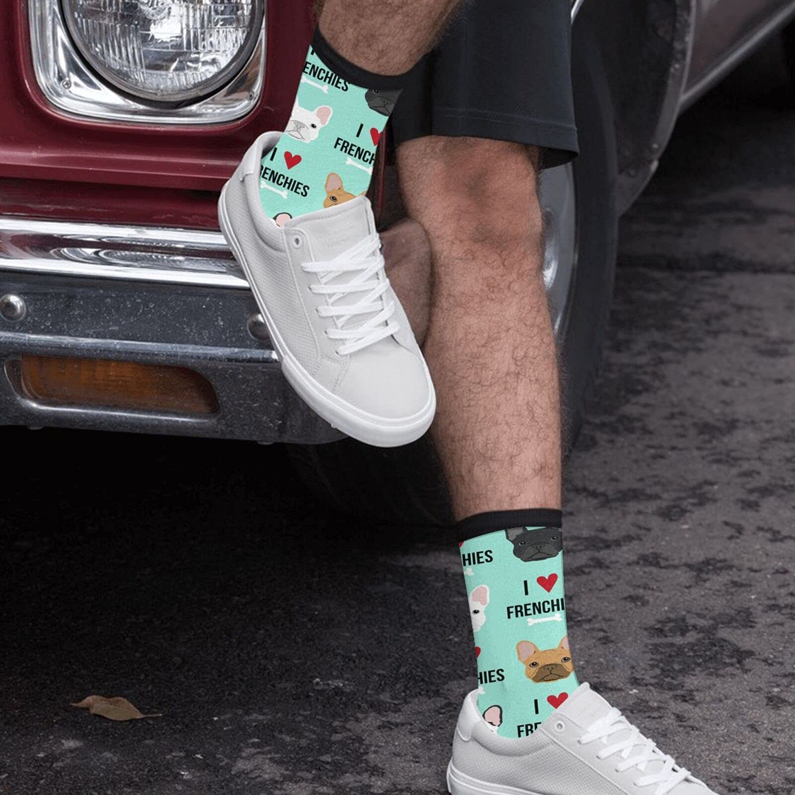 YISHOW Pink French Bulldogs Socks Women Men Funny Novelty Socks