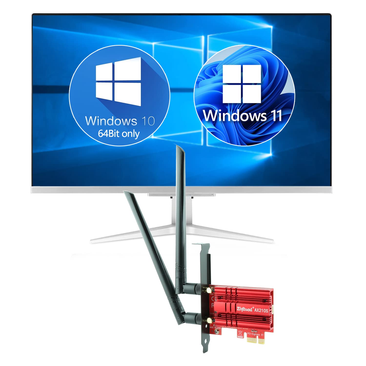 ZYT 3000Mbps PCIe WiFi Card with Bluetooth5.1 for Desktop PC | Intel WiFi 6 AX200 | 5G 2.4G WiFi Bluetooth Card with 160MHz,OFDMA,MU-MIMO | Support Windows 10/11