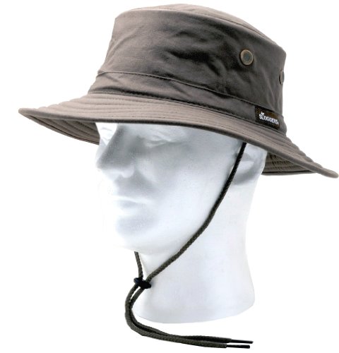 Sloggers Classic Cotton Hat with Wind Lanyard, Dark Brown, UPF 50+ Maximum Sun Protection, Style 4471DB,Adjustable Medium to Large