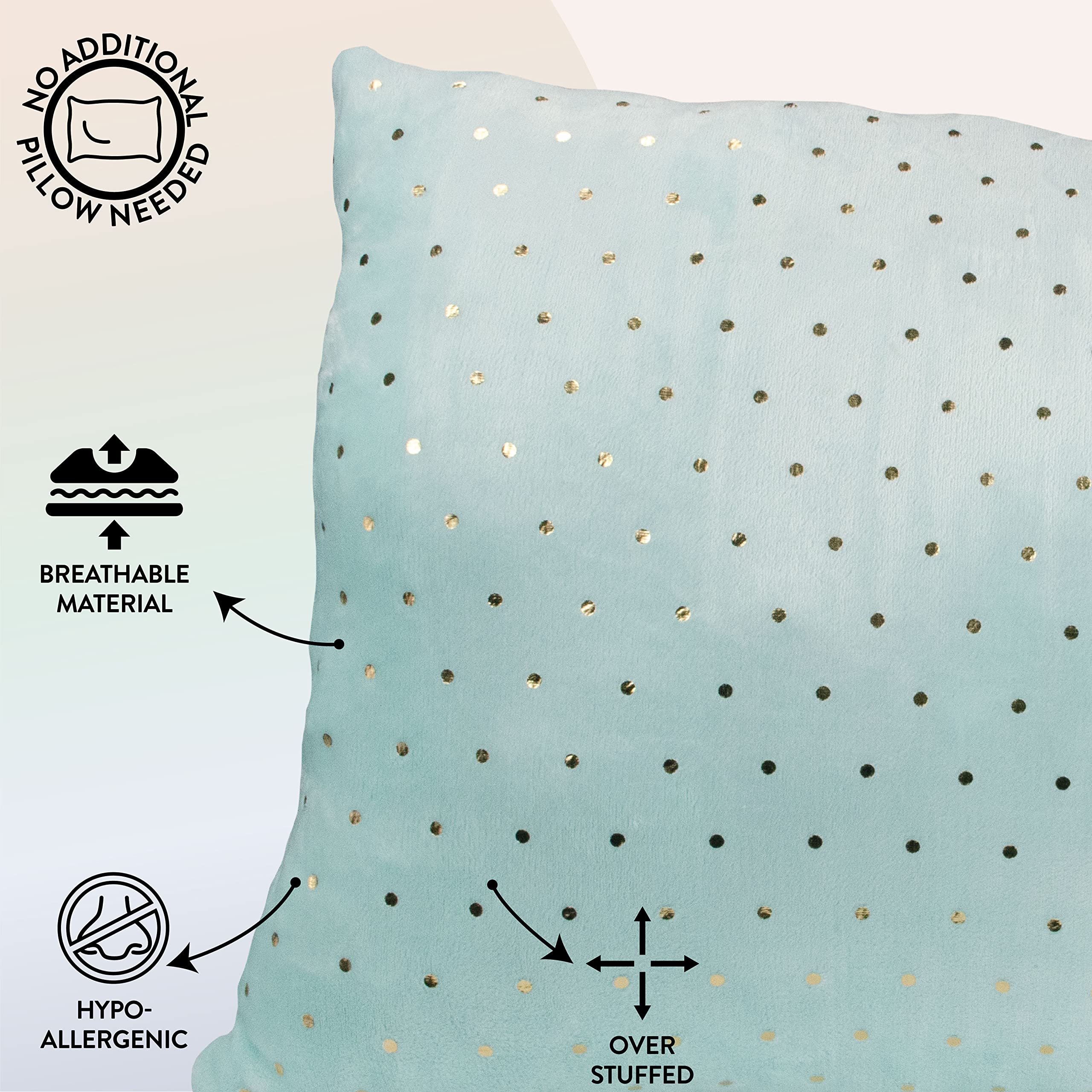 Urban Lifestyle Gold Foil Jumbo Pillow, Mint