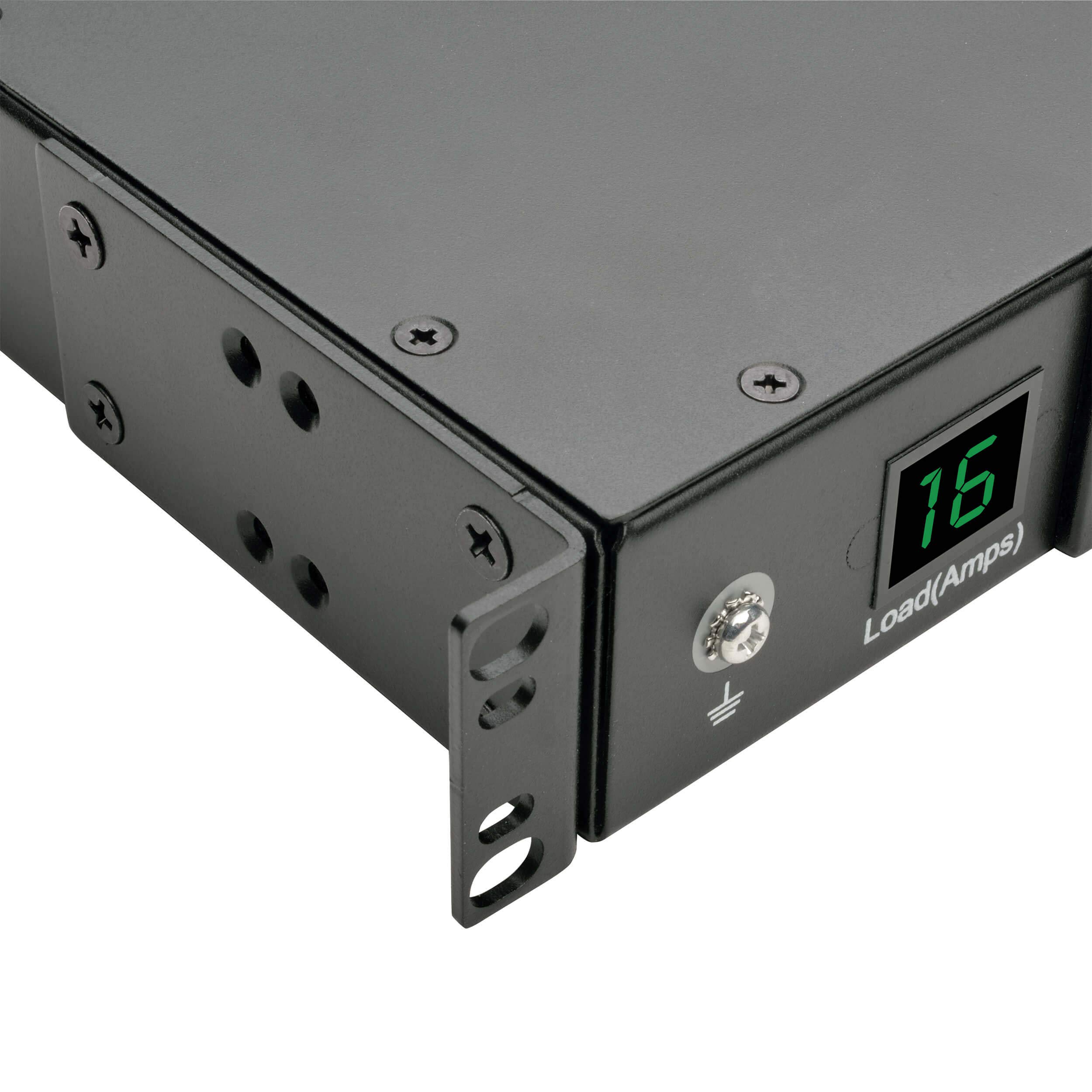 Tripp Lite Metered PDU, 3.8kW Single-Phase, 200/220/230/240V, 10 Outlets (8 C13, 2 C19) IEC-309 16A Blue, 8ft Cord, 1U Rack-Mount Power, TAA (PDUMH16HV)
