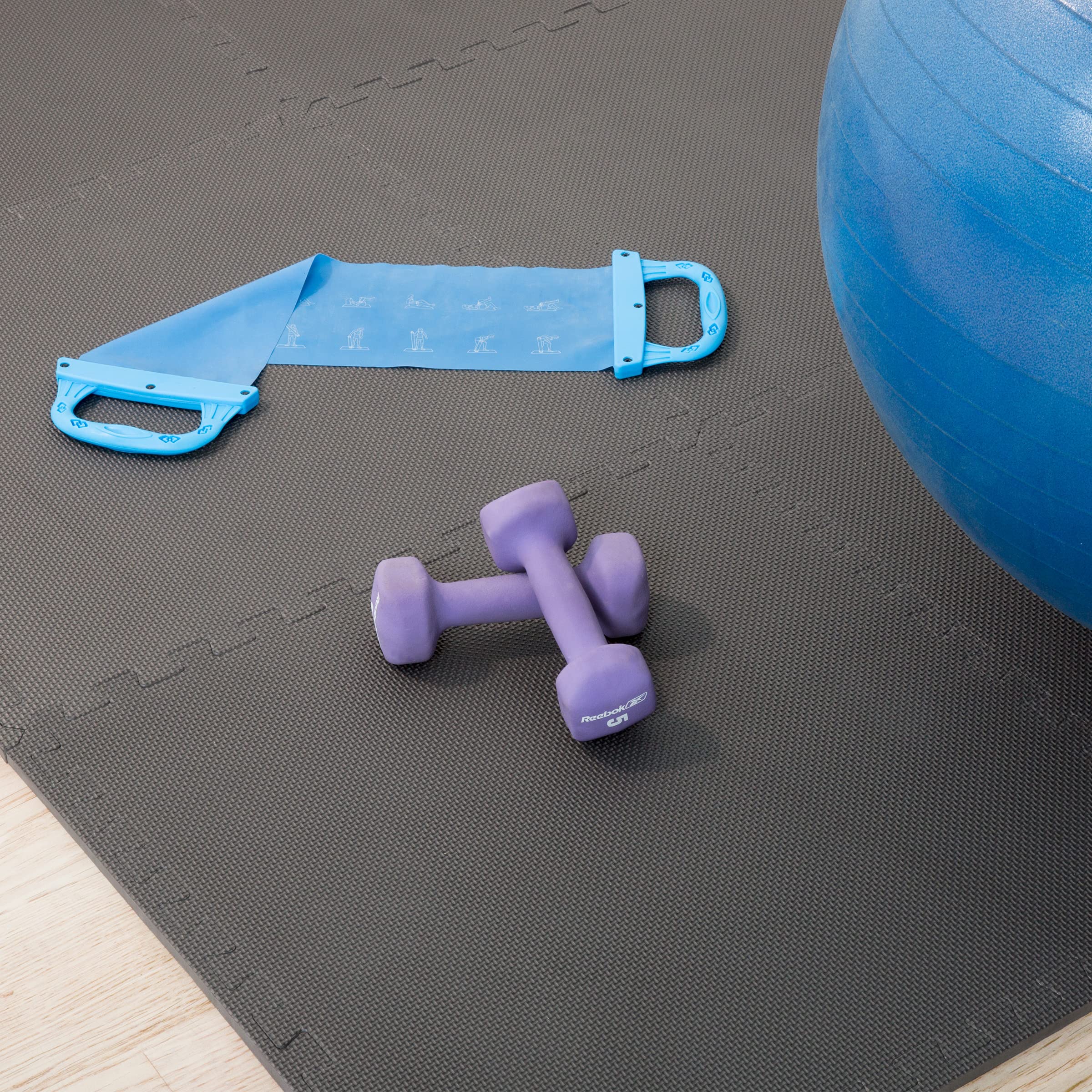 Stalwart Foam Mat Floor Tiles, Interlocking EVA Foam Padding Soft Flooring for Exercising, Yoga, Camping, Kids, Babies, Playroom β 6 Pack, Gray, 24" X 24" X 0.5"