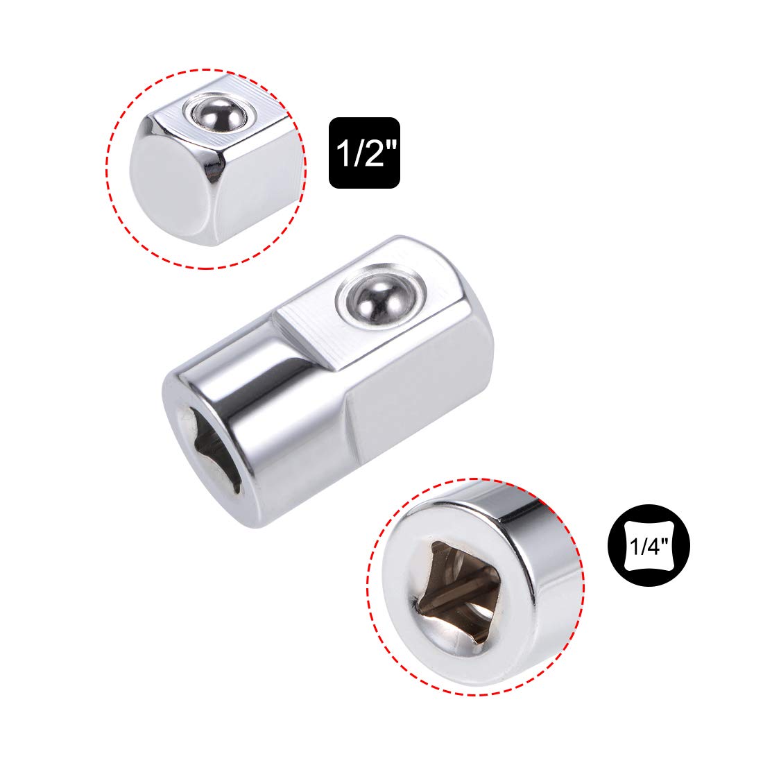 uxcell 1/4 Inch Drive (F) x 1/2 Inch (M) Socket Adapter, Female to Male