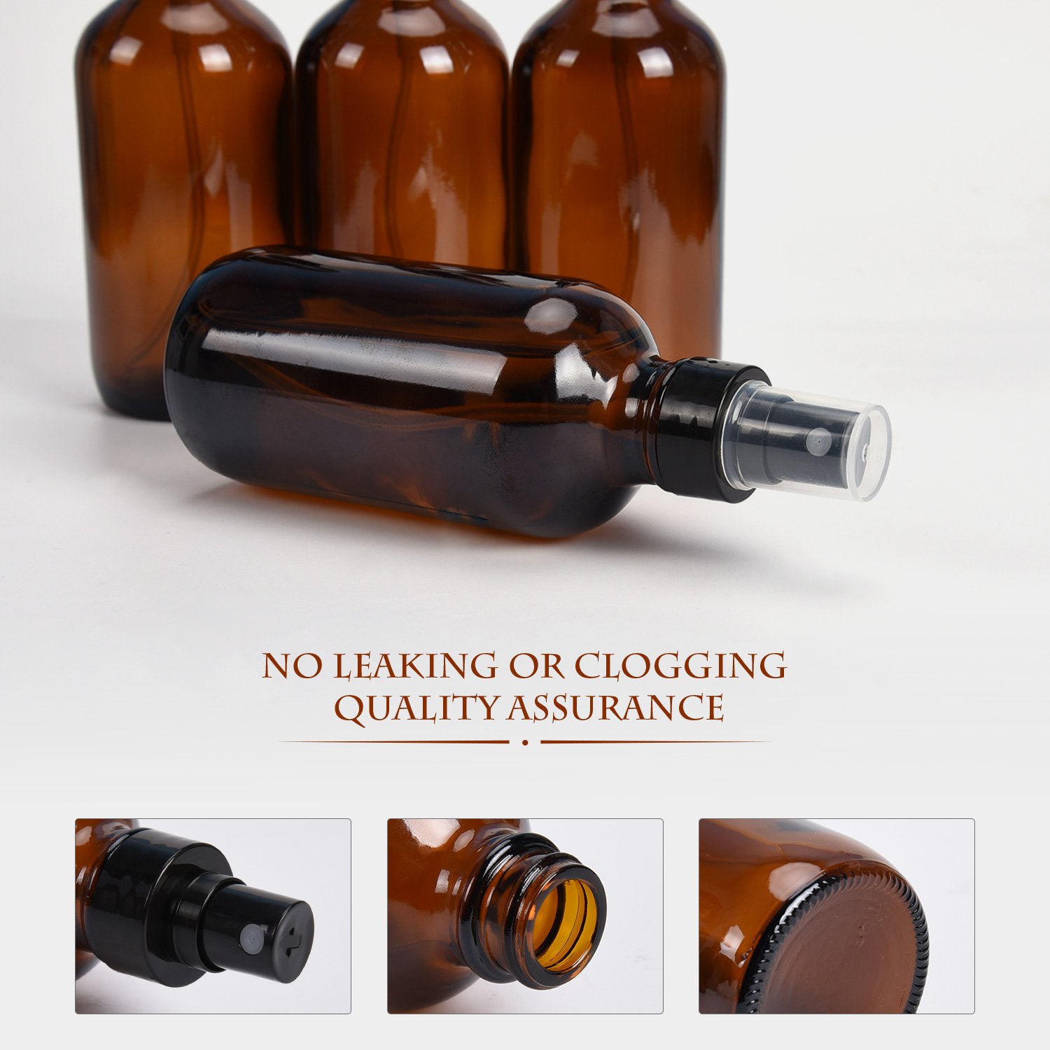 ULG 2oz Amber Glass Spray Bottles 16 Pack Small Fine Mist Sprayer Empty Refillable Essential Oils Perfume Cologne Atomizer for Outside Travel, DIY Labels Included